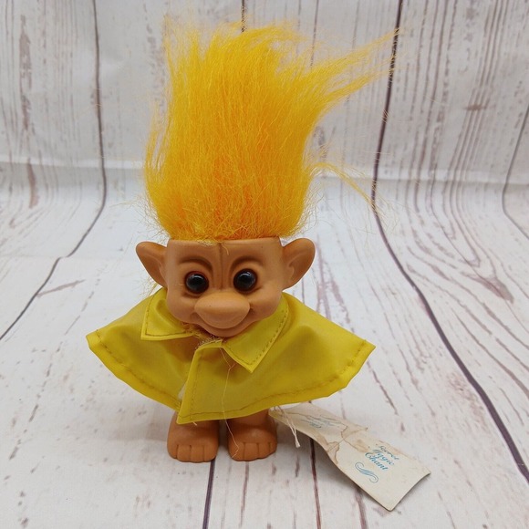 IMM | Toys | Vintage Forest Troll With Raincoat Yellow Hair W Secret ...